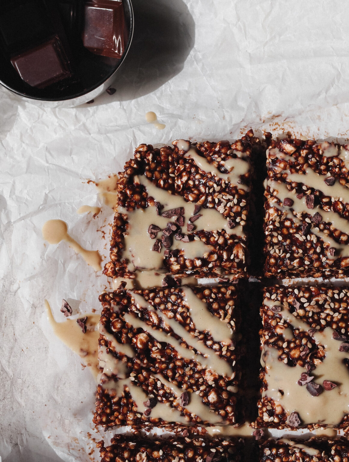 Healthy Chocolate Tahini Date Puff Squares (Vegan/Gluten Free/Refined ...