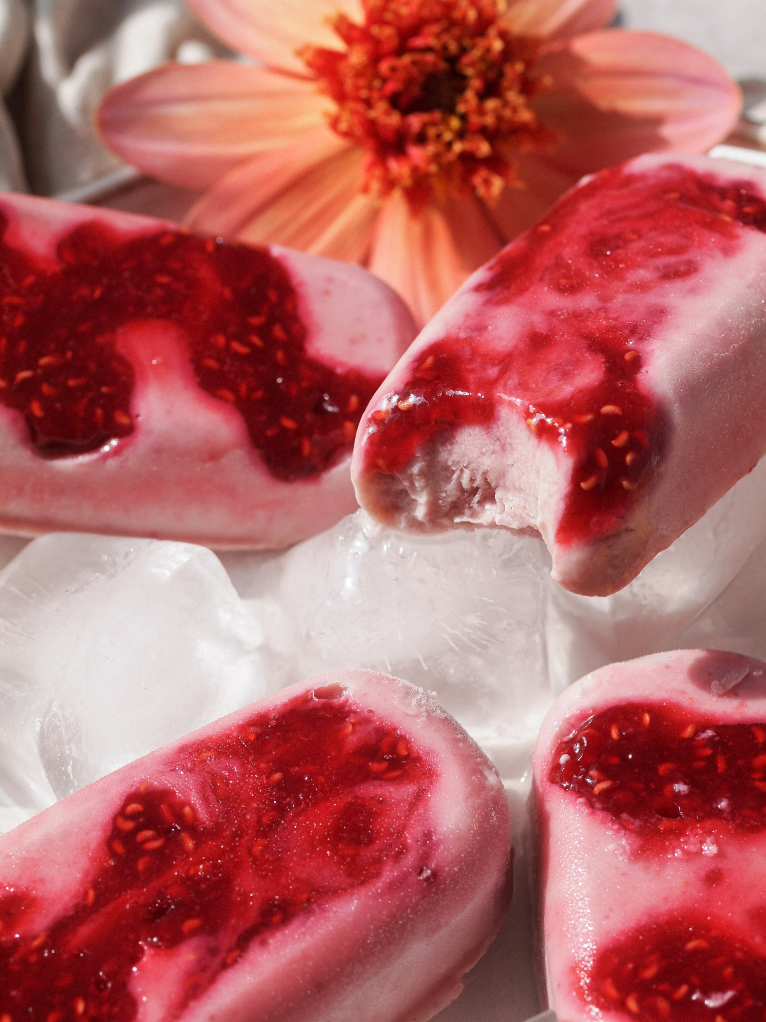 Healthy Peach Raspberry Creamy Vegan Popsicles - baking me healthy